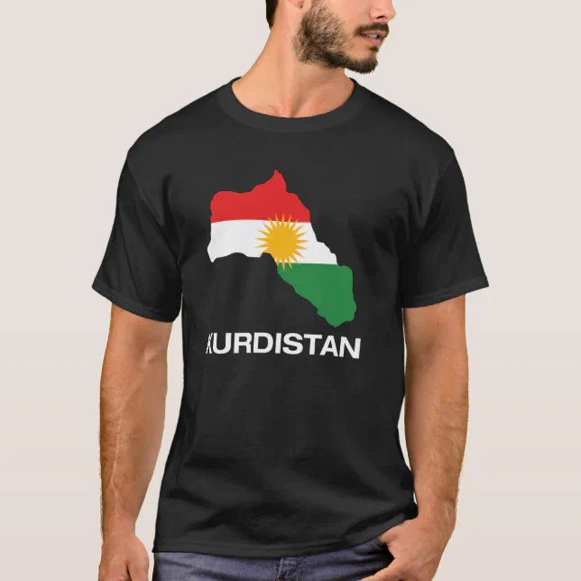 Cool Kurdistan Map with Kurdistan Flag Illustratio T-Shirt | Zazzle