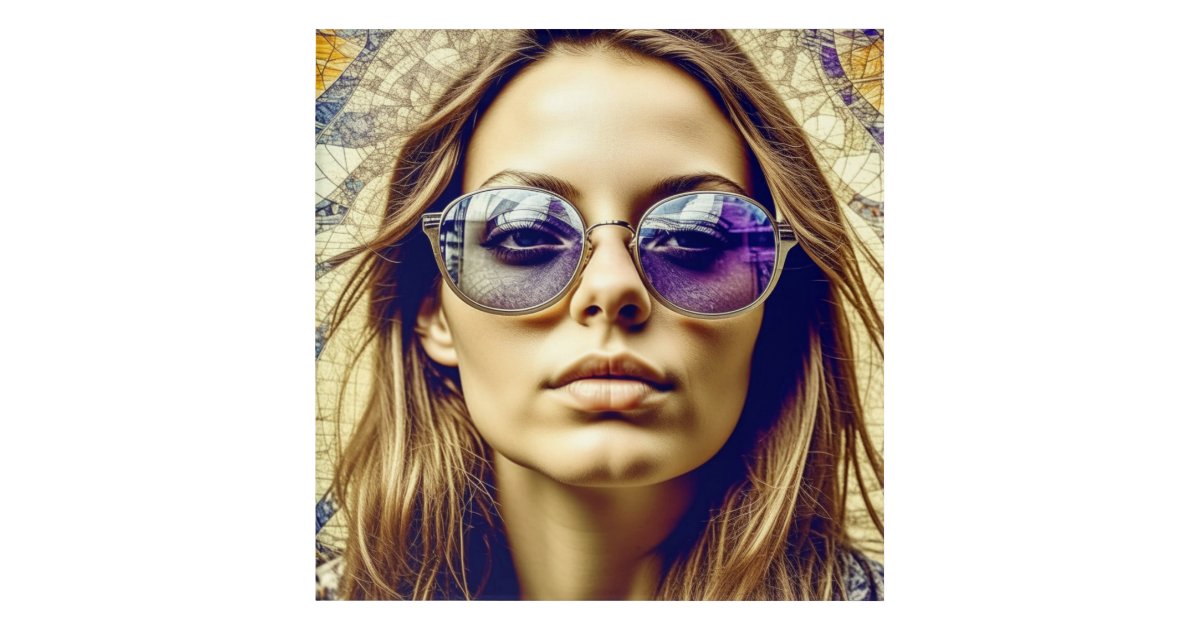 Cool Lady with Reflection in her Sunglasses Acrylic Print | Zazzle