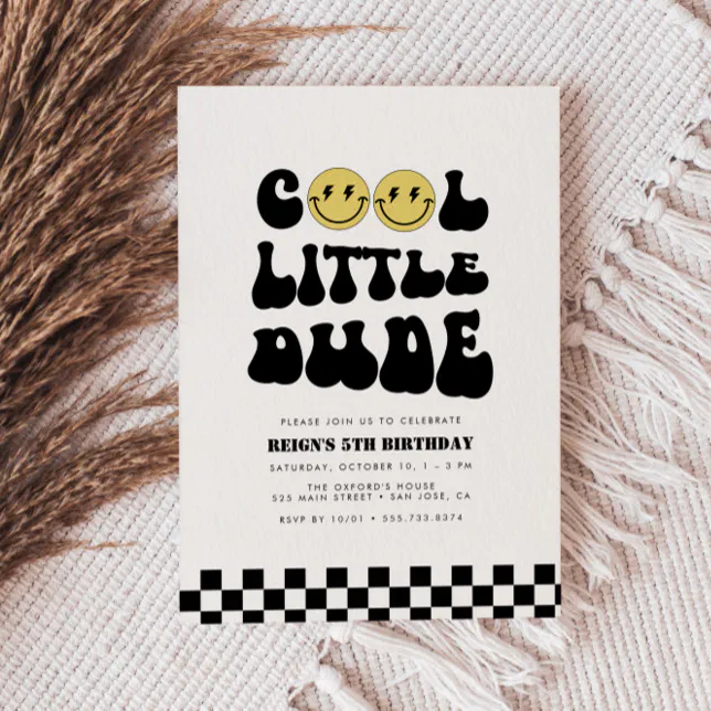 Cool Little Dude | Boys Rad Kids 5th Birthday Invitation | Zazzle