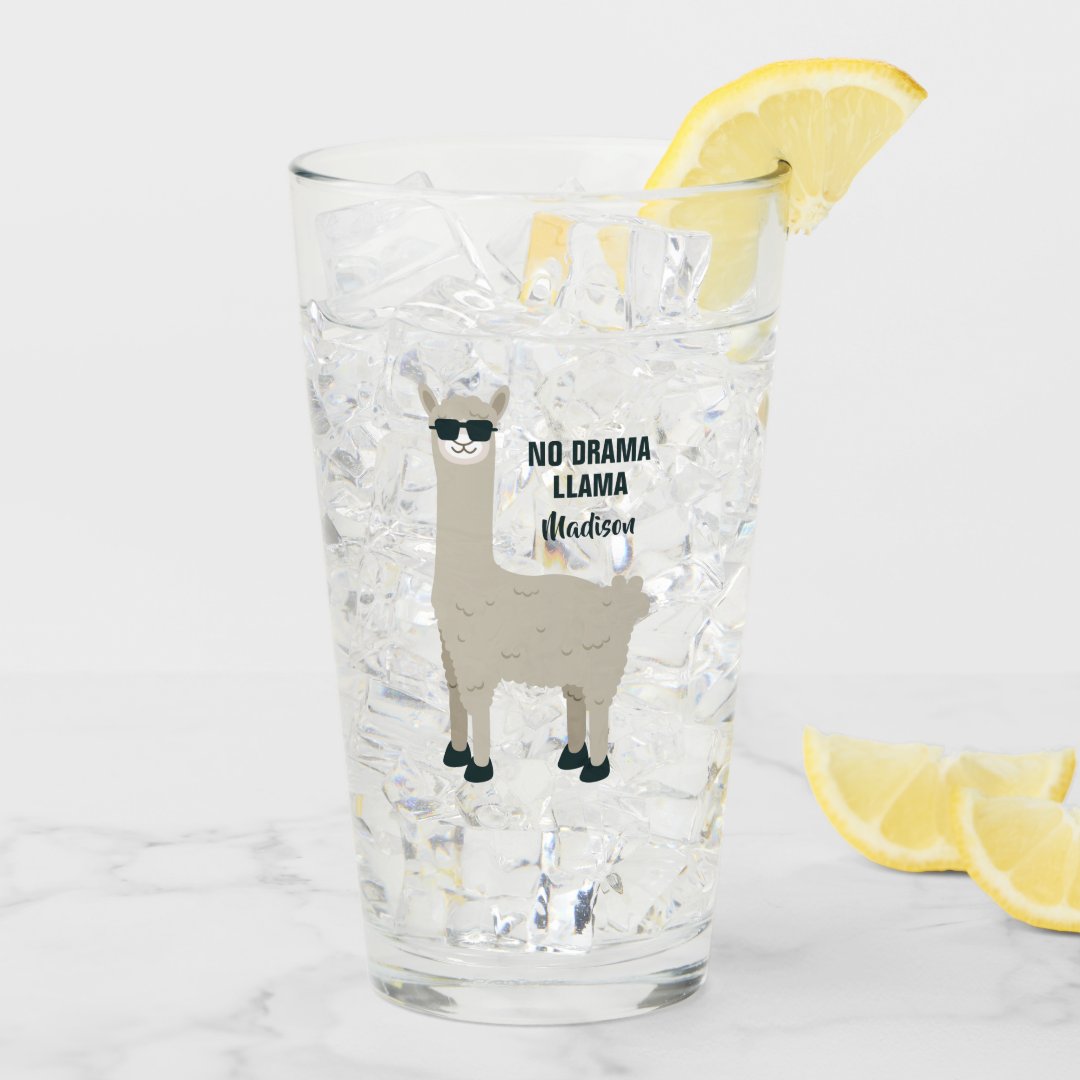 Cool Llama custom name pint glass | Zazzle