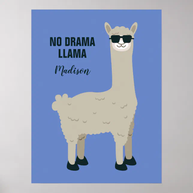 Cool Llama custom name, text & color posters | Zazzle