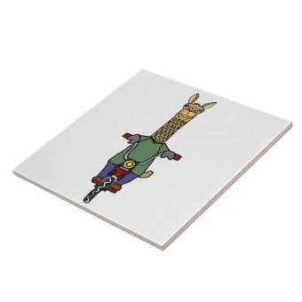 Cool Llama Riding Bicycle Cartoon Ceramic Tile | Zazzle