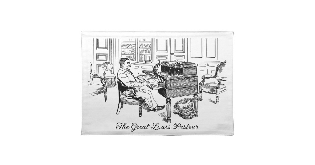 Cool Louis Pasteur Sitting at his Desk Sketch Cloth Placemat | Zazzle