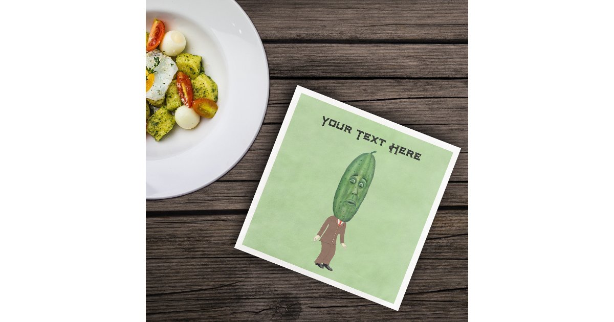 Cool Man in Suit Big Green Pickle Head With Face Paper Dinner Napkins ...