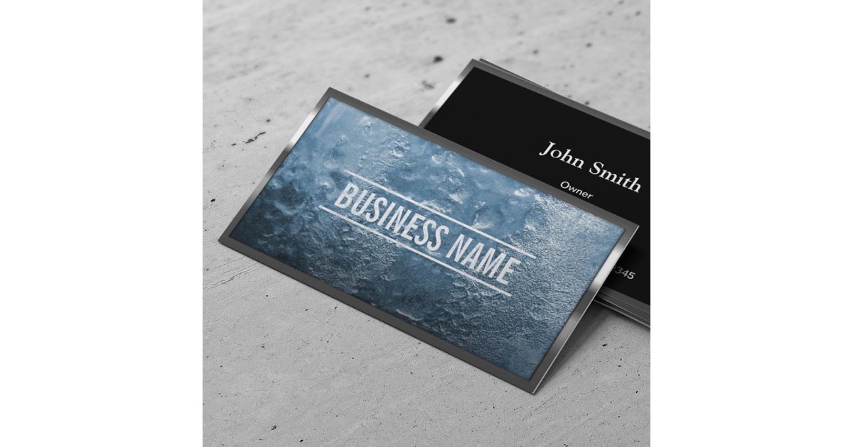Cool Metal Border Creative Ice Texture Business Card | Zazzle