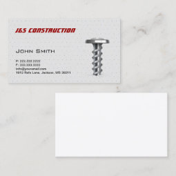 Cool Metal Screw Construction Business Card | Zazzle