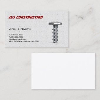 Cool Metal Screw Construction Business Card | Zazzle