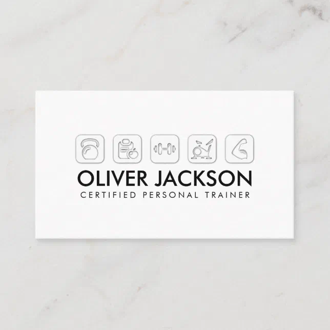 Cool minimal fitness trainer business card | Zazzle