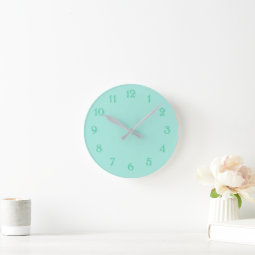 Cool Mint Green Round Clock | Zazzle