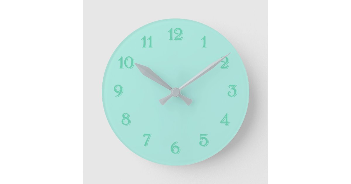 Cool Mint Green Round Clock | Zazzle