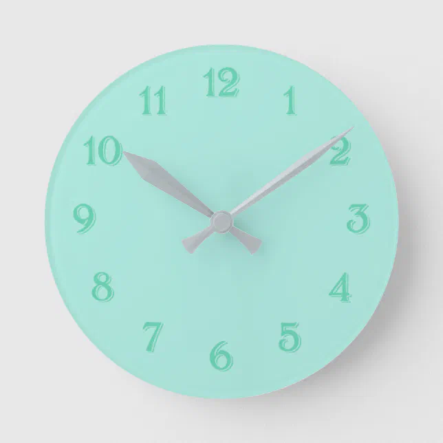 Cool Mint Green Round Clock | Zazzle