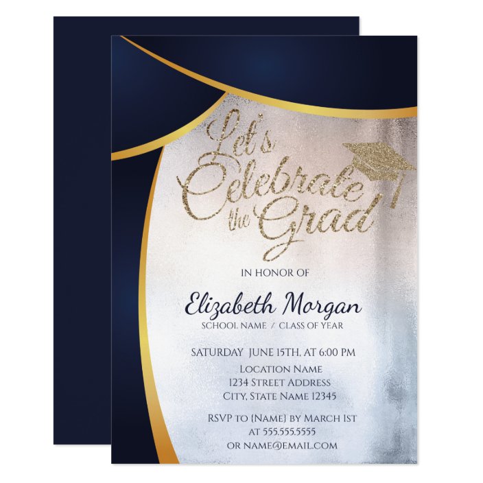 Cool Modern Glitter Graduation Cap,Blue Graduation Invitation | Zazzle.com