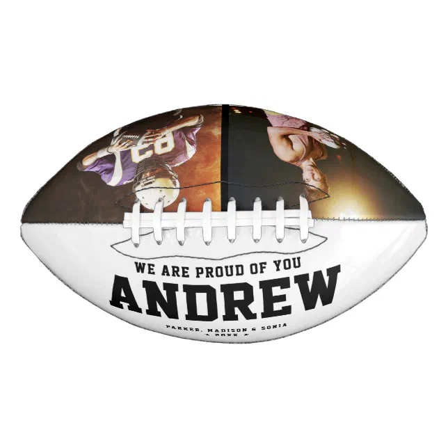 Cool Modern Graduation Gift 2 Photo Trendy Unique Football | Zazzle