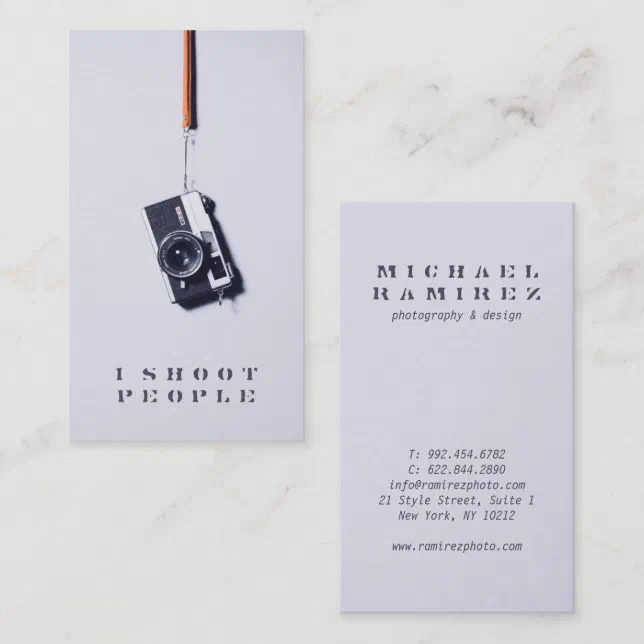 Cool modern gray professional photographer camera business card | Zazzle