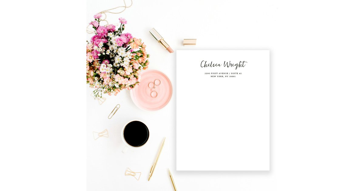 Cool Modern Script | Black and White Letterhead | Zazzle