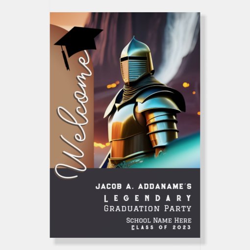 Cool Modern Welcome Sign Gamer Guy Graduation | Zazzle