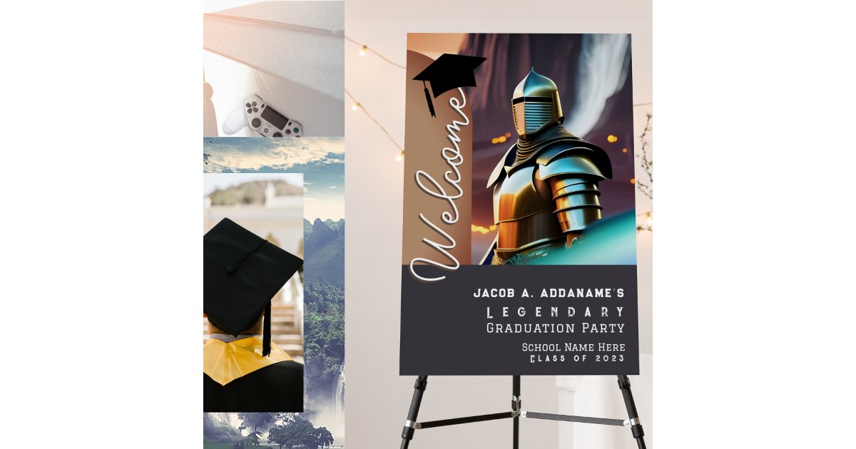 Cool Modern Welcome Sign Gamer Guy Graduation | Zazzle