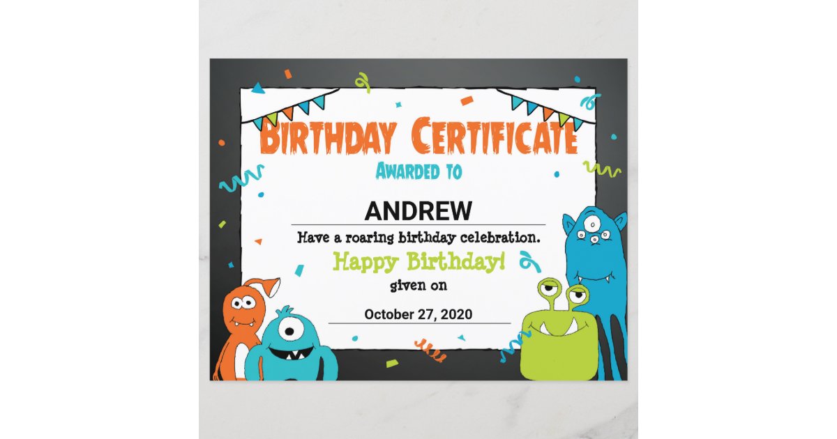 Cool Monster Drawings Smile Monster Certificate | Zazzle