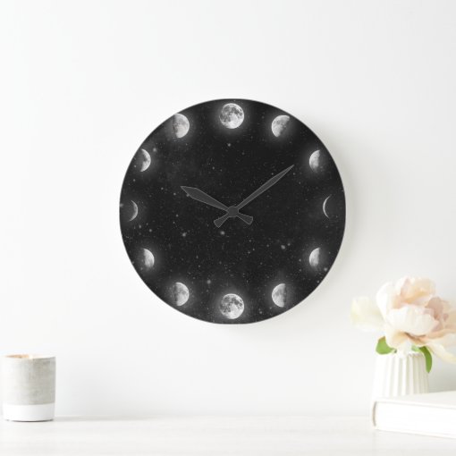 Cool Moon Phases Minimal Novelty Wall Clock | Zazzle