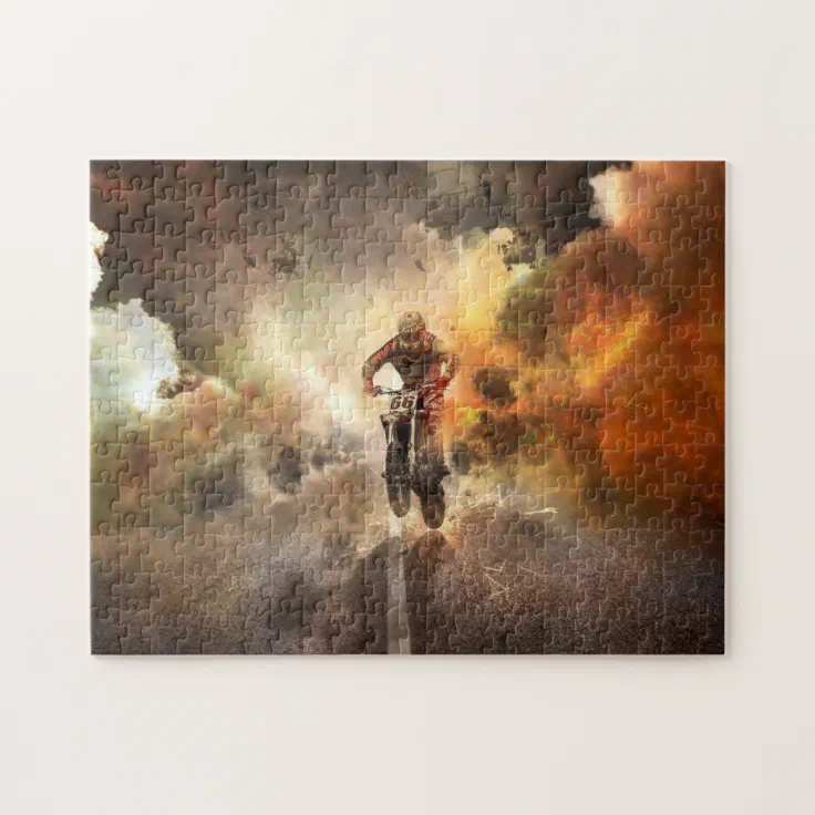 Cool Motocross Bike Highway Jigsaw Puzzle | Zazzle