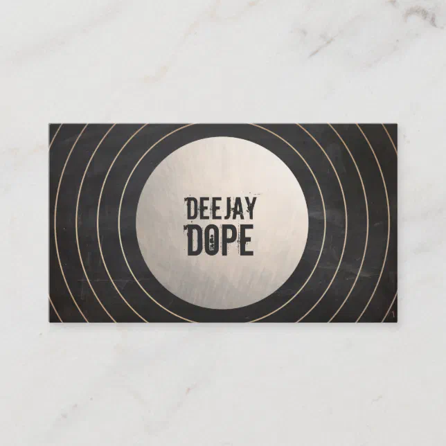Cool Music Deejay DJ Brushed Gold and Black Business Card | Zazzle