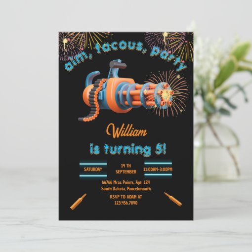 Cool Nerf Wars Party Top Gun 5th Birthday Invitation | Zazzle