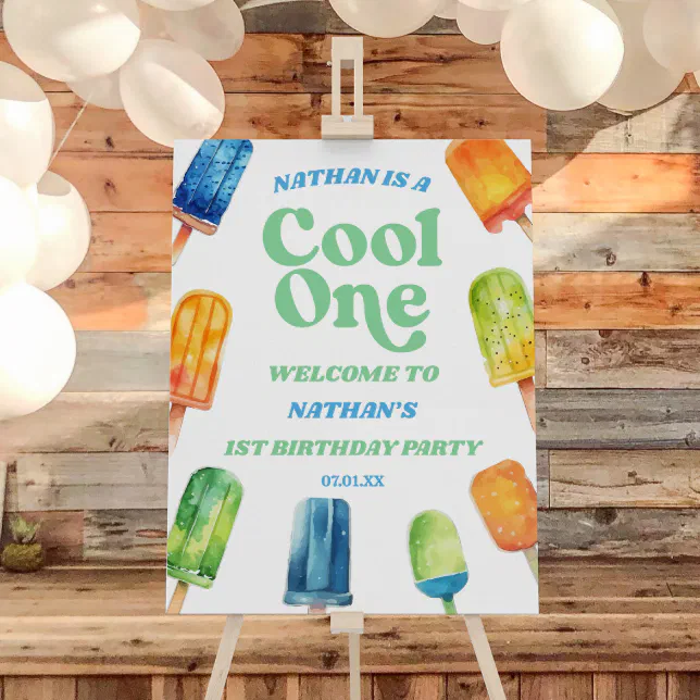 Cool One Popsicle 1st Birthday Party Welcome Sign | Zazzle