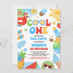Cool One Tropical Summer Beach 1st Birthday Party Invitation | Zazzle