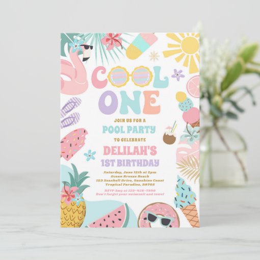 Cool One Tropical Summer Beach 1st Birthday Party Invitation | Zazzle