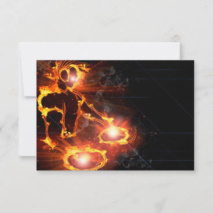 Cool orange flames DJ icon flaming fire party Invitation | Zazzle