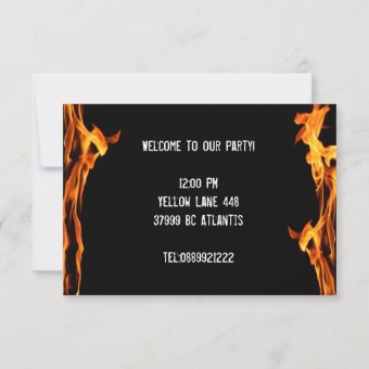 Cool orange flames DJ icon flaming fire party Invitation | Zazzle