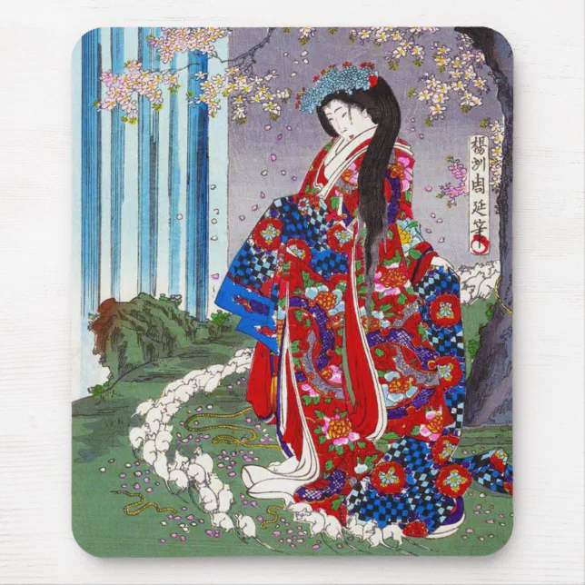 Cool oriental japanese classic geisha lady art mouse pad | Zazzle