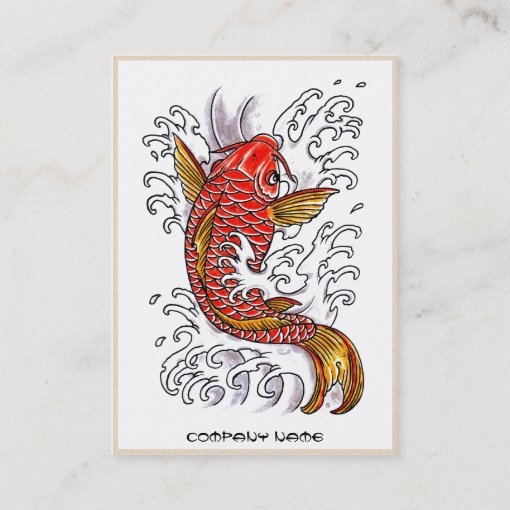 Cool oriental japanese red ink lucky koi fish business card | Zazzle