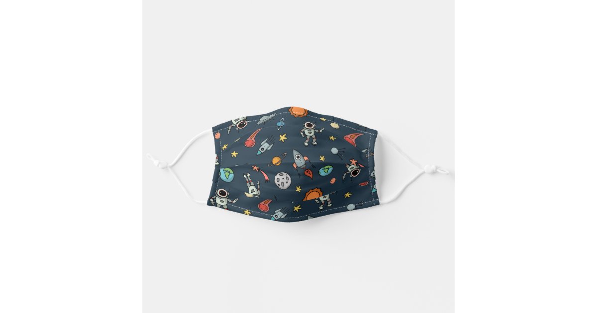 Cool Outer Space Astronauts & Planets Pattern Adult Cloth Face Mask ...