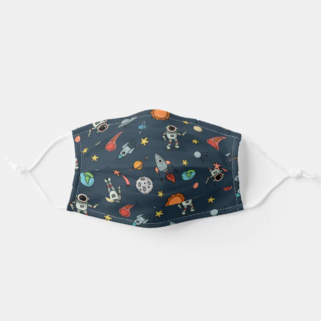 Cool Outer Space Astronauts & Planets Pattern Adult Cloth Face Mask ...