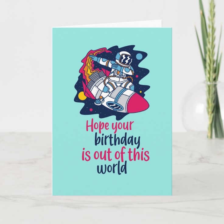 Cool Outer Space Pun Funny Astronaut Birthday Card | Zazzle