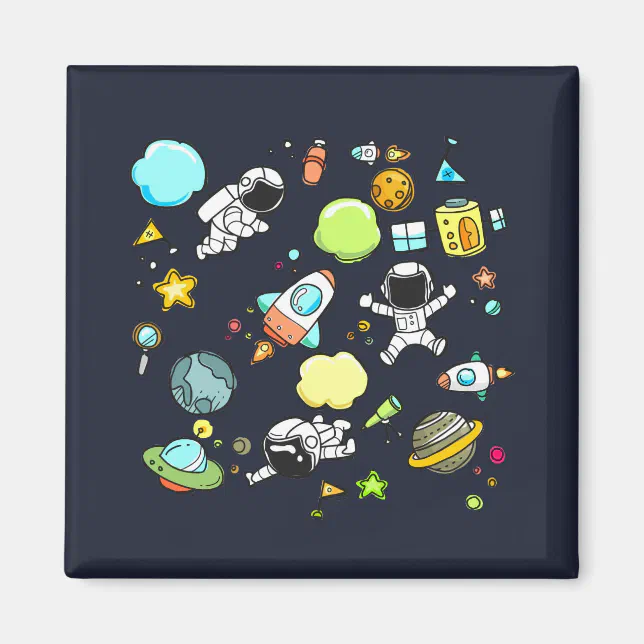 Cool Outer Space Theme - Astronauts & Rocket Ships Magnet | Zazzle