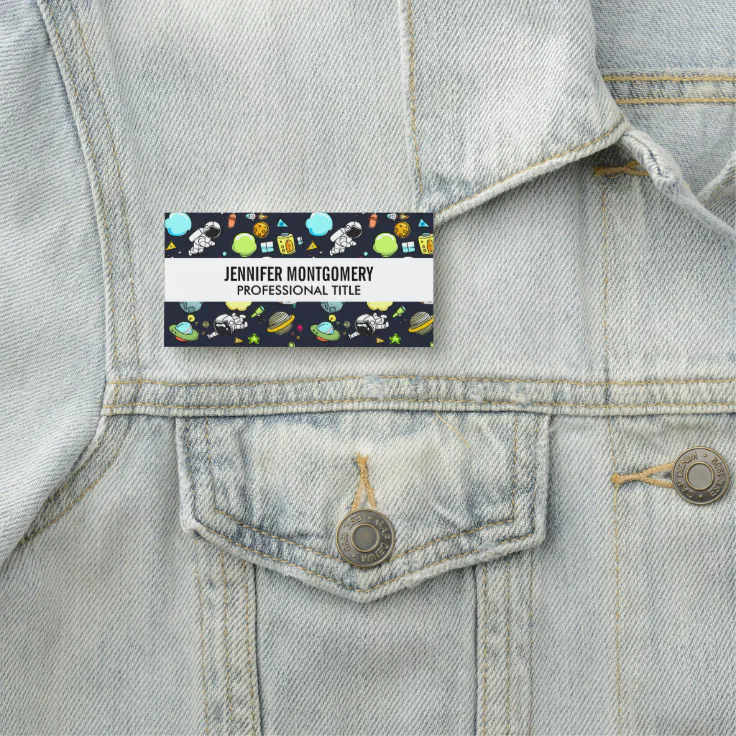 Cool Outer Space Theme - Astronauts & Rocket Ships Name Tag | Zazzle