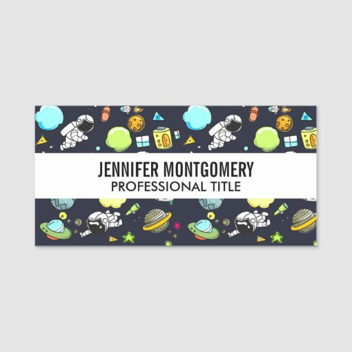 Cool Outer Space Theme - Astronauts & Rocket Ships Name Tag | Zazzle