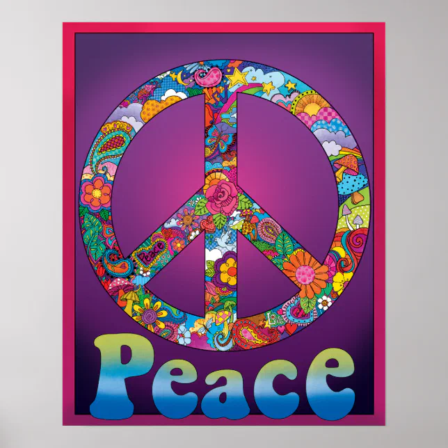 Cool Peace Sign Poster retro 1960's look | Zazzle