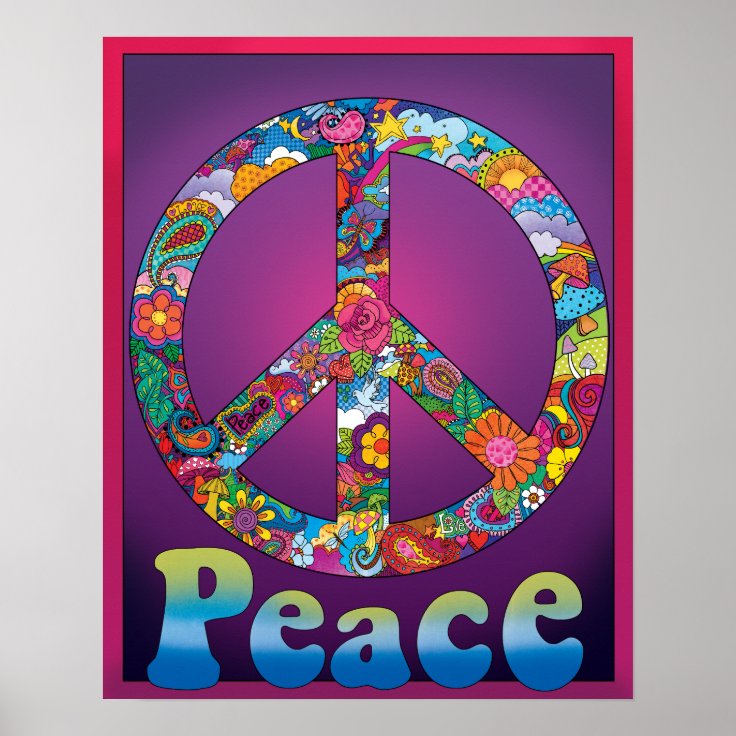 Cool Peace Sign Poster retro 1960's look | Zazzle