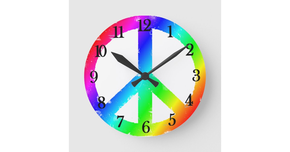 Cool Peace Sign Round Clock | Zazzle