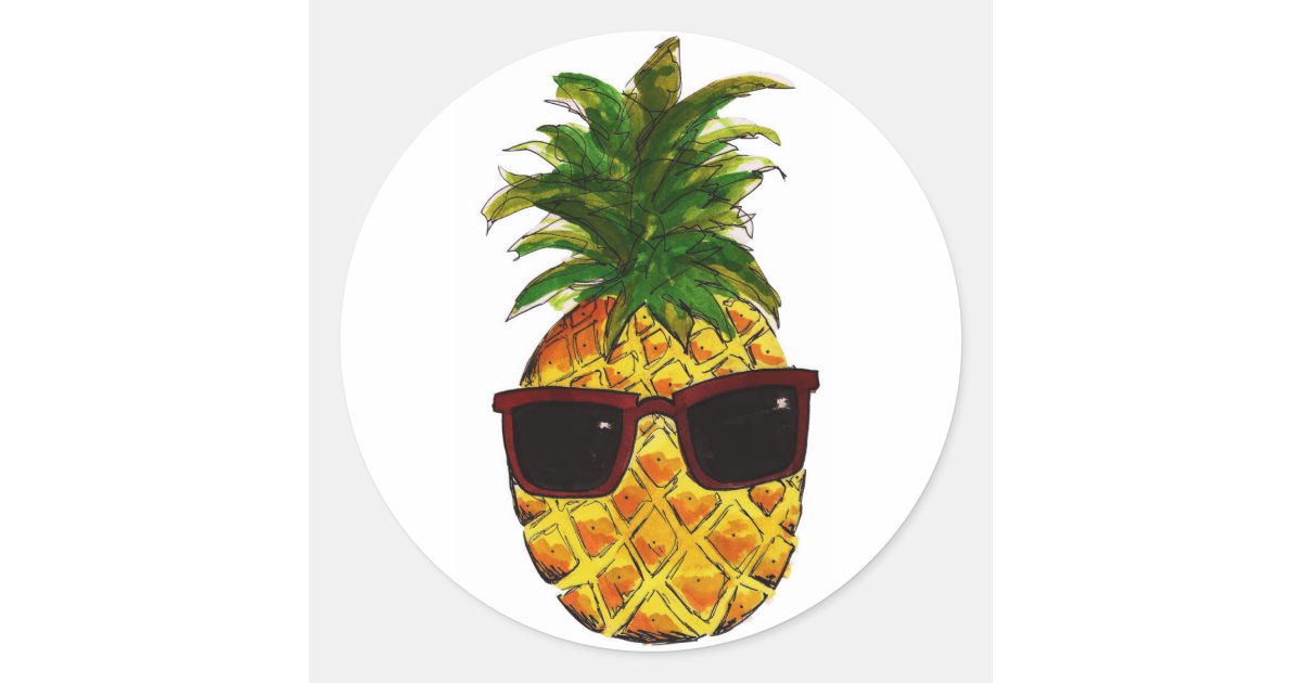 Cool pineapple classic round sticker | Zazzle
