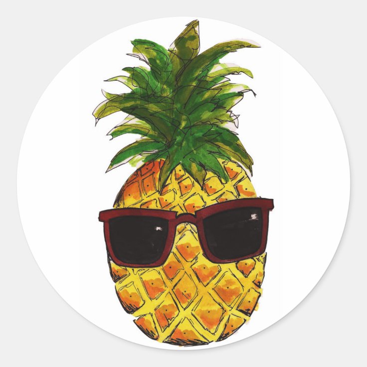 Cool pineapple classic round sticker | Zazzle