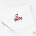 Cool Pink Flamingo Riding Motorcycle Cartoon Classic Round Sticker | Zazzle