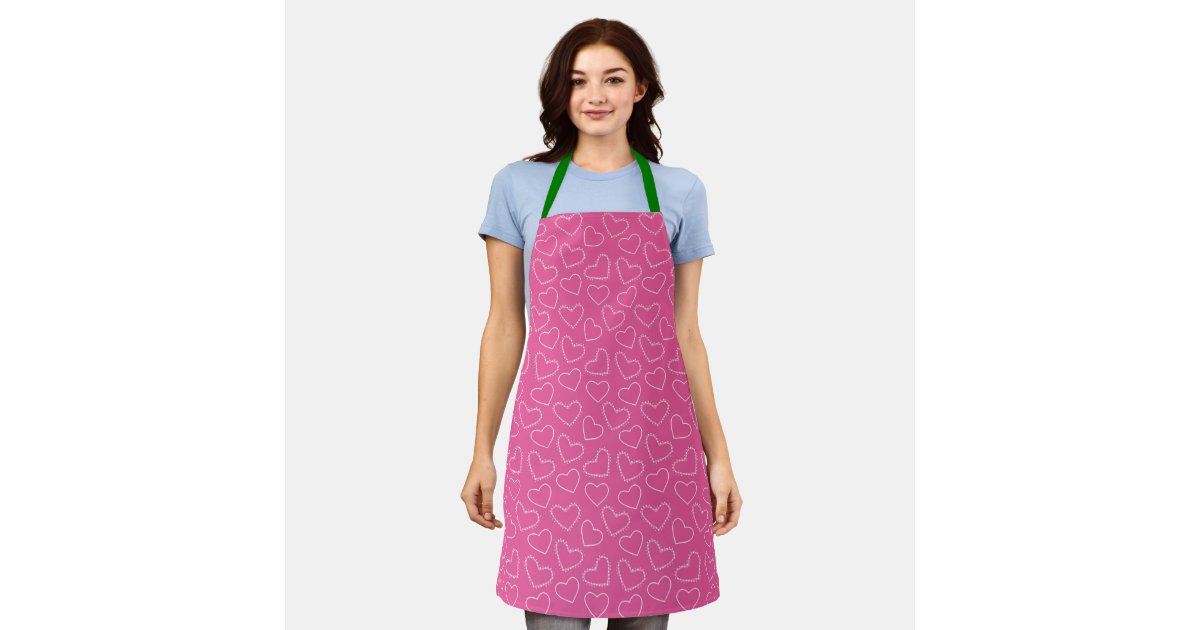 Cool Pink Hearts Chef Baker Womens Apron | Zazzle