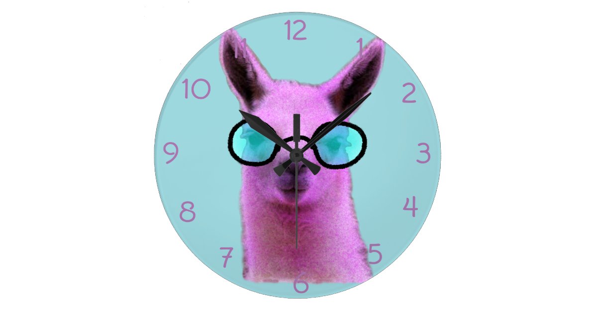 Cool Pink Llama! Large Clock | Zazzle.com