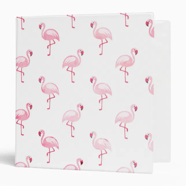 Cool Pink Tropical Flamingo Pattern on White 3 Ring Binder | Zazzle