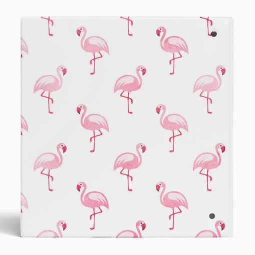 Cool Pink Tropical Flamingo Pattern on White 3 Ring Binder | Zazzle