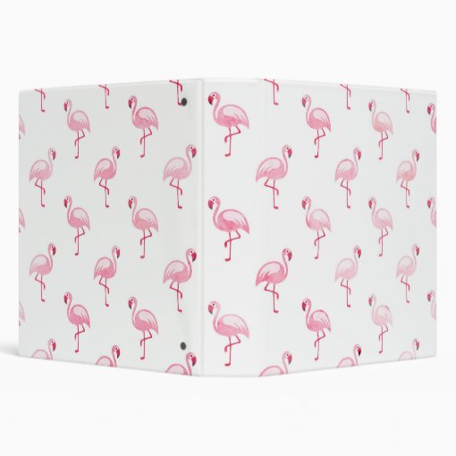 Cool Pink Tropical Flamingo Pattern on White 3 Ring Binder | Zazzle